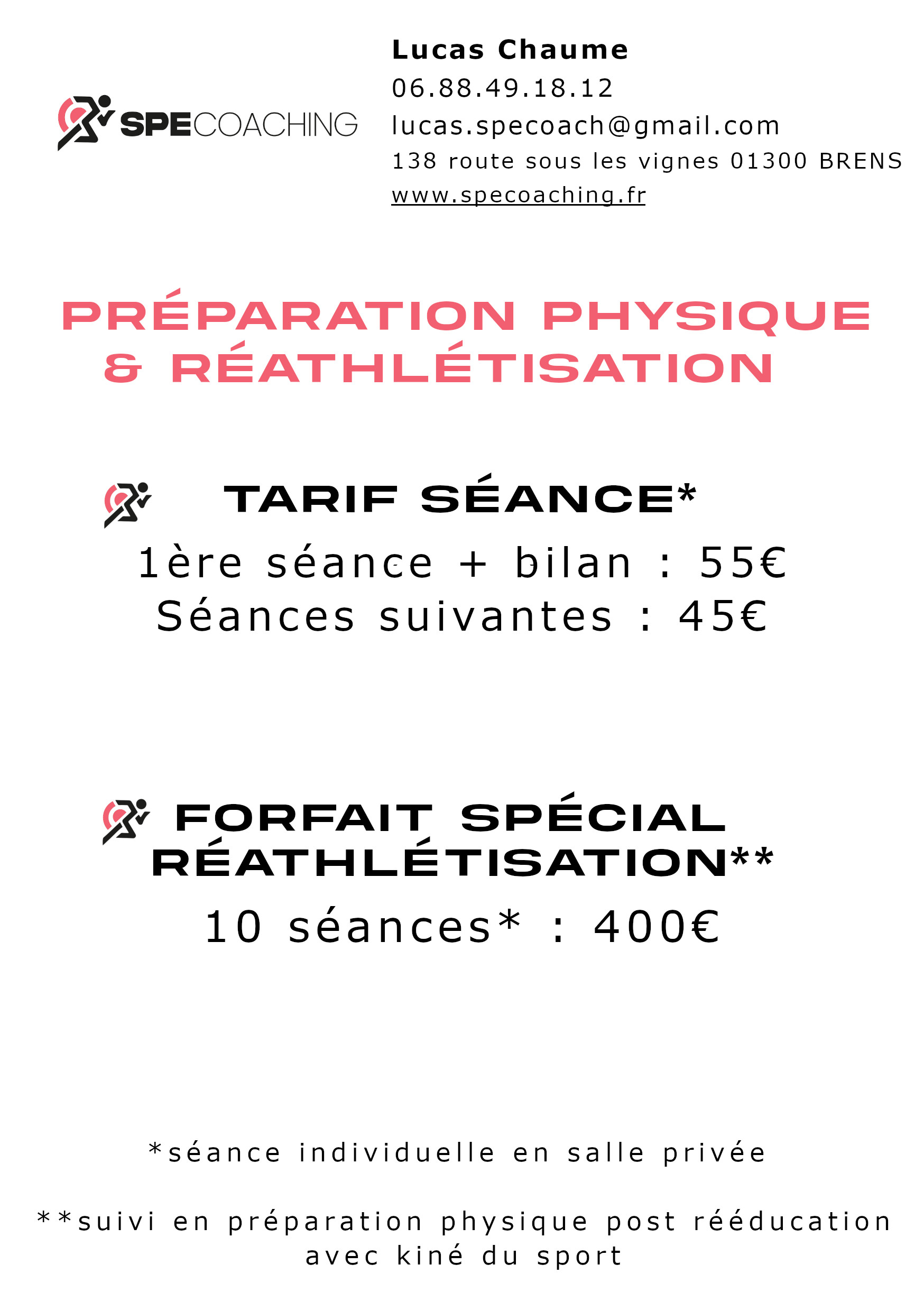 Préparation physique – Spé Coaching